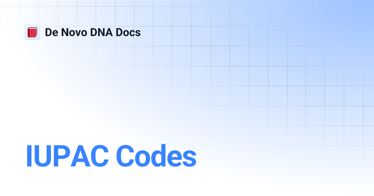 IUPAC Codes | De Novo DNA Docs